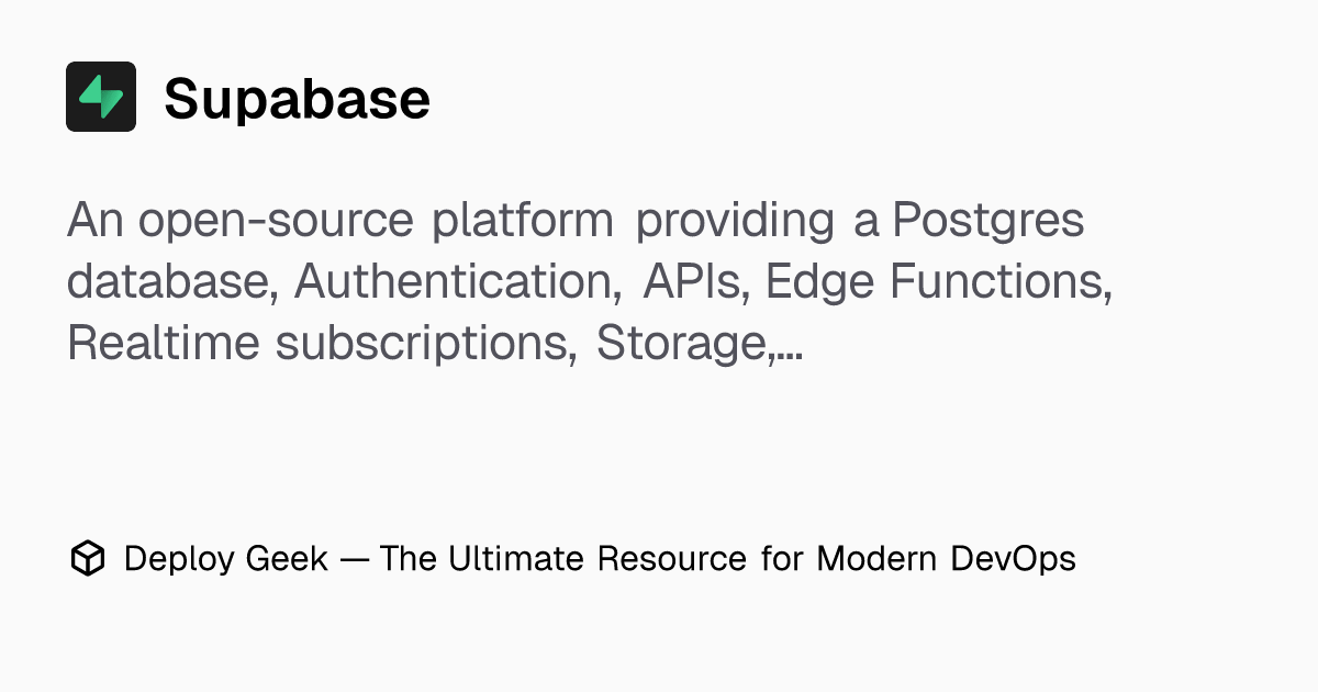 Supabase: The open source Firebase alternative. – Deploy Geek